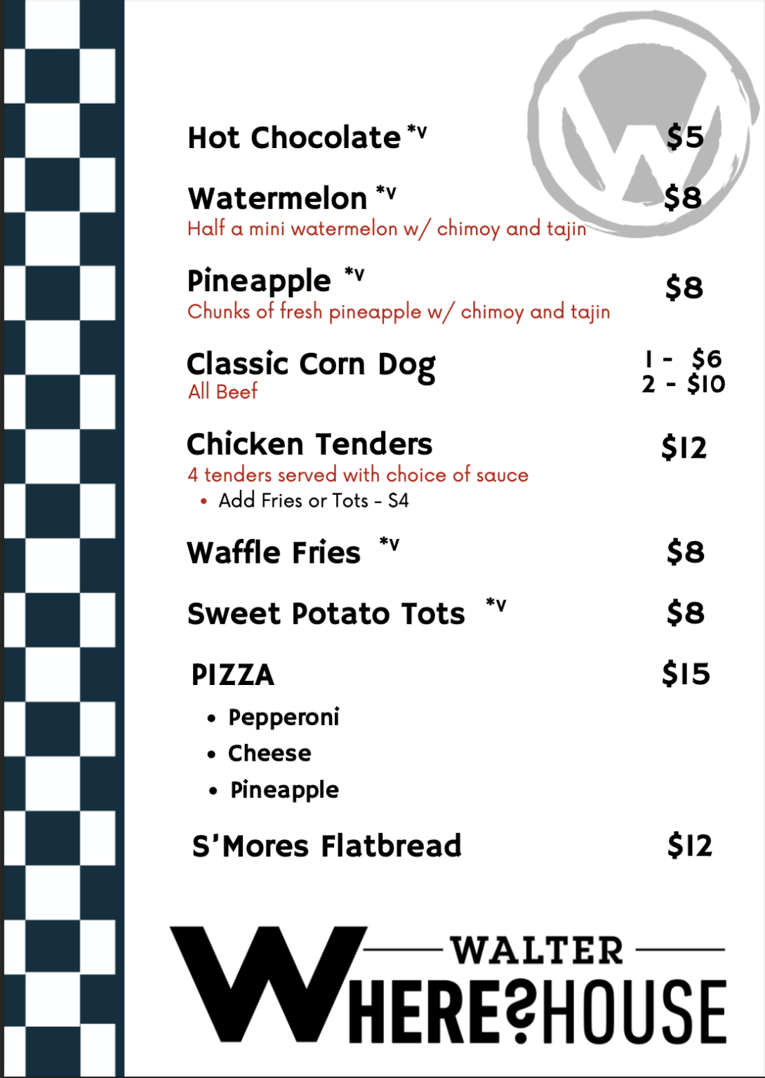Menus : Walter WhereHouse